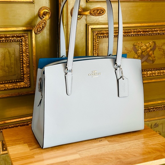 Coach | Bags | Coach Tatum Leather Large Powder Blue Handbag Purse Nwt ...
